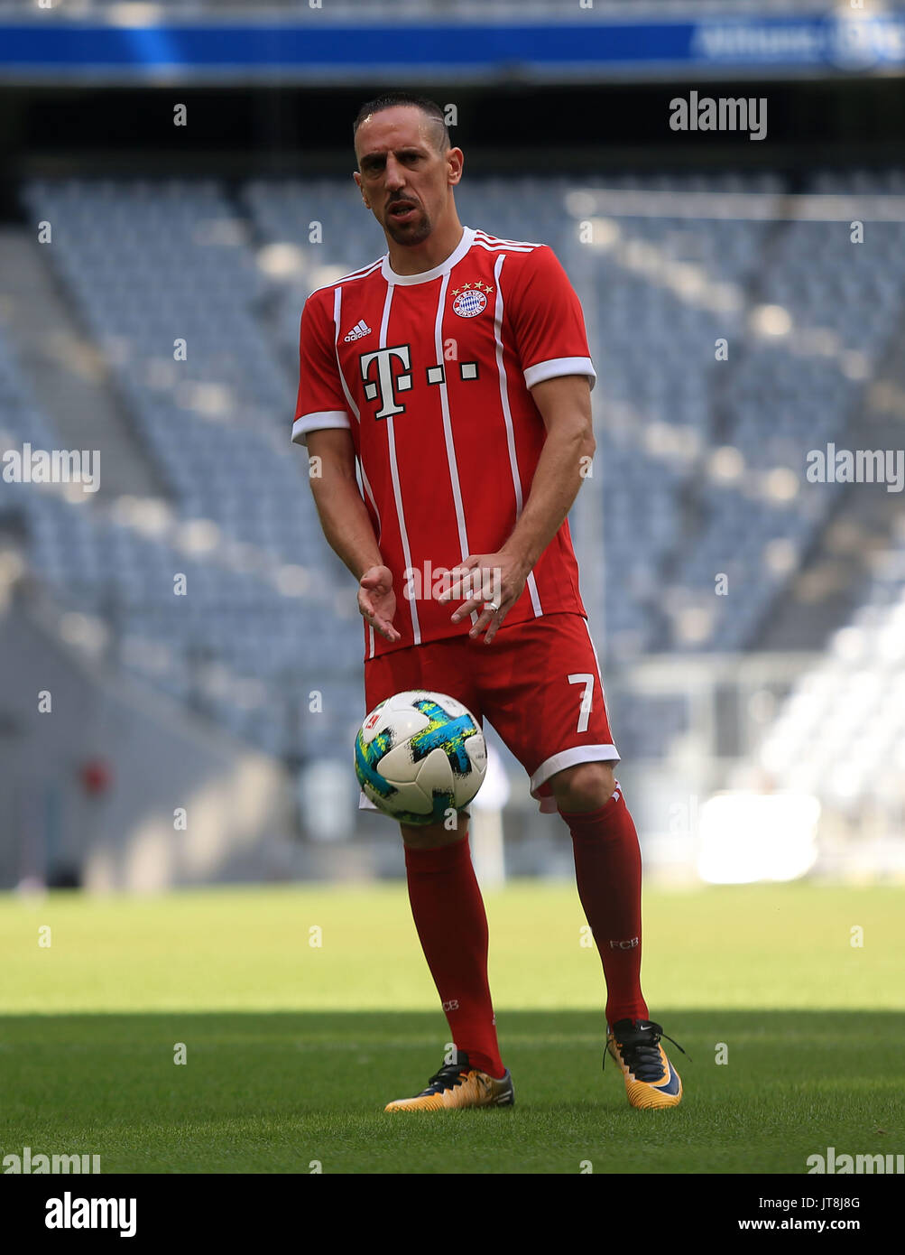 Munich, Germany. 8th Aug, 2017. Bayern Munich's Franck Ribery reacts ...