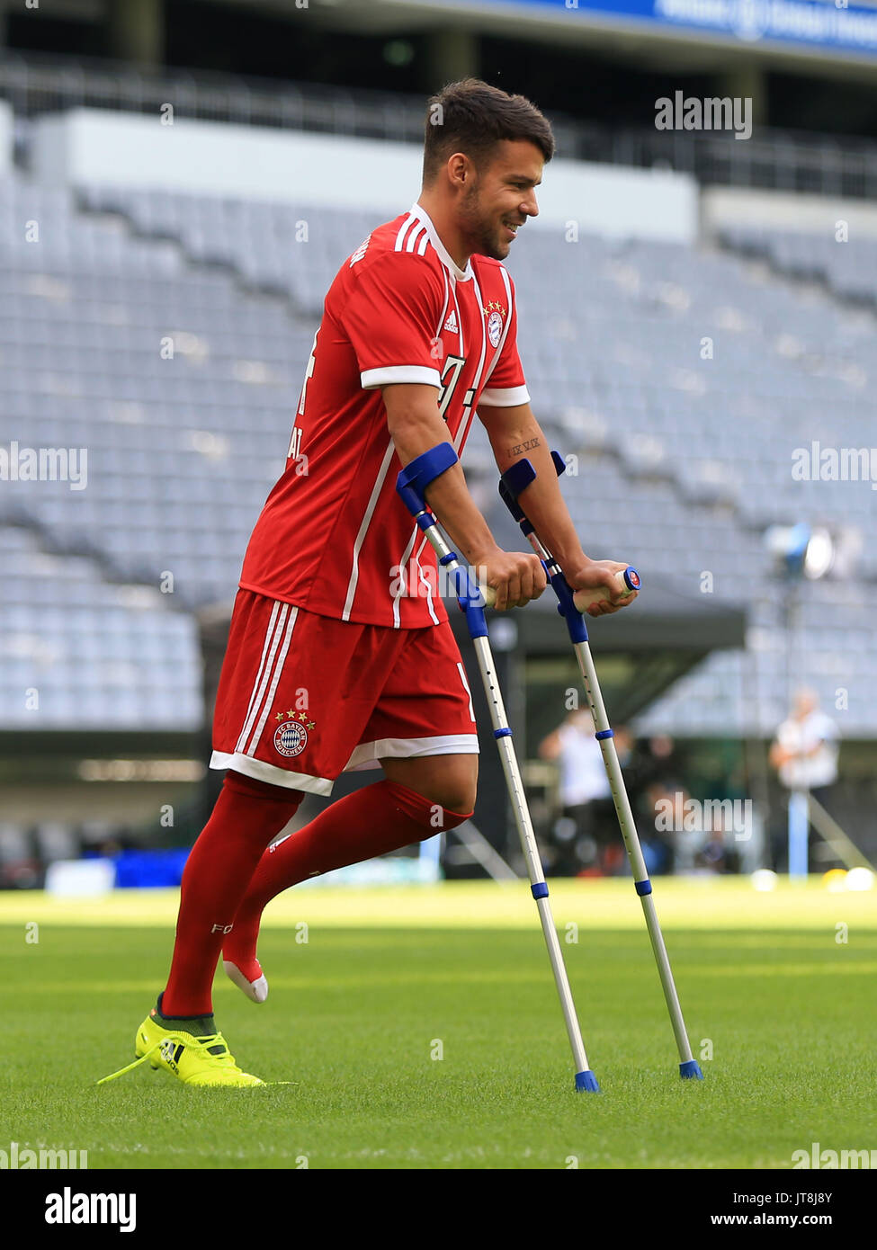 Munich, Germany. 8th Aug, 2017. Bayern Munich's Juan Bernat reacts ...
