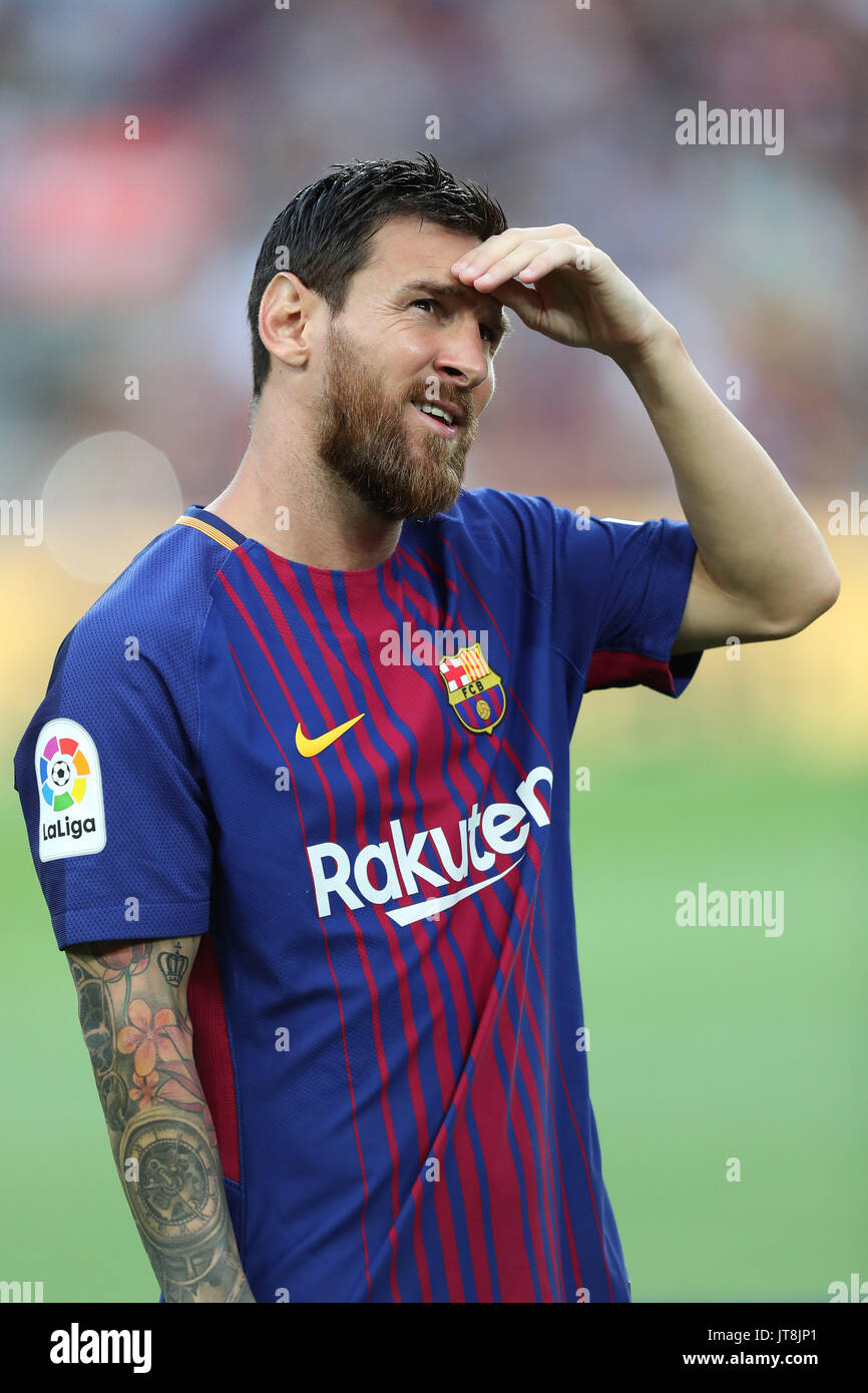 Barcelona, Spain. 7th Aug, 2017. Lionel Messi of FC Barcelona during ...