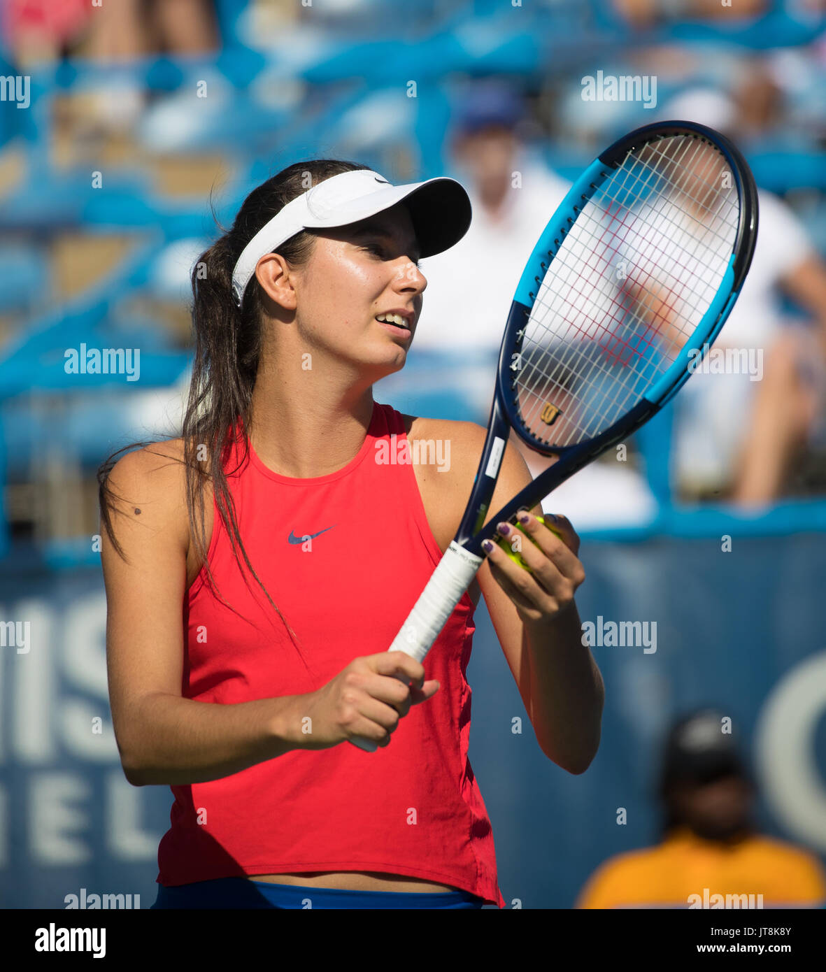 Oceane Dodin of France (in photo) was defeated by Ekaterina Makarova of ...