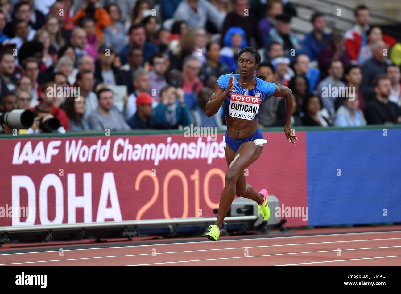 London, UK. 8th Aug, 2017. Kimberlyn DUNCAN (USA) in the womens 200m ...