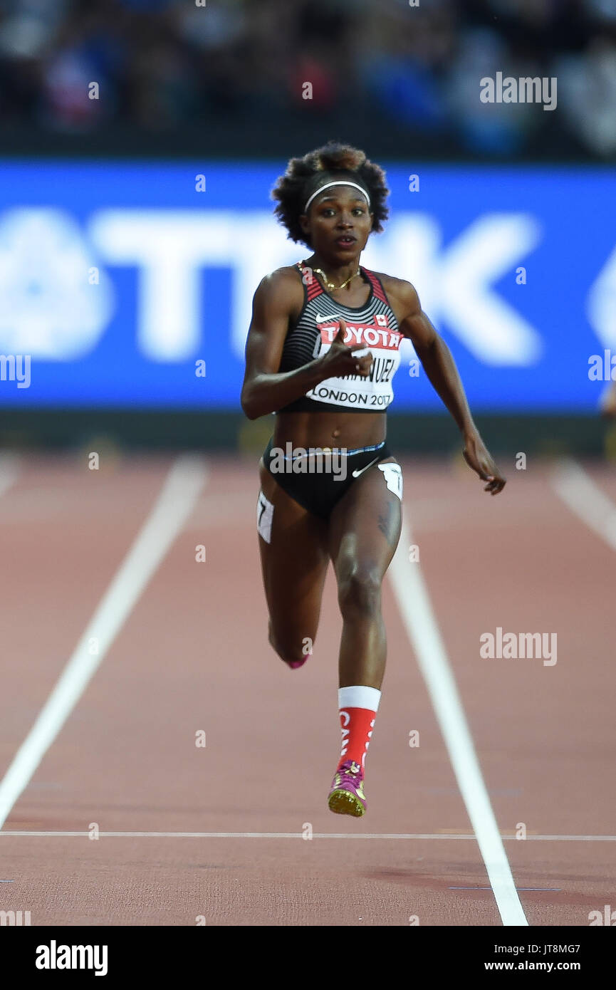 London, UK. 08th Aug, 2017. Crystal EMMANUEL, Canada, during 200 meter ...