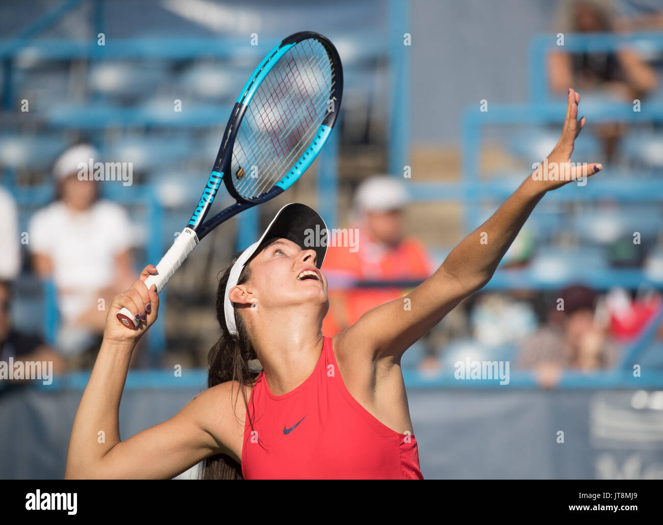 Oceane Dodin of France (in photo) was defeated by Ekaterina Makarova of ...