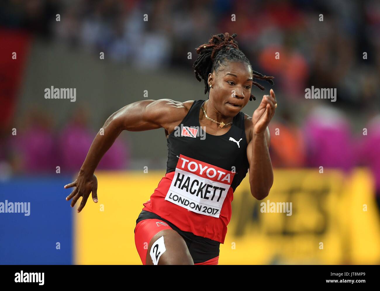London, UK. 8th Aug, 2017. Semoy HACKETT (TTO) in the womens 200m heats ...