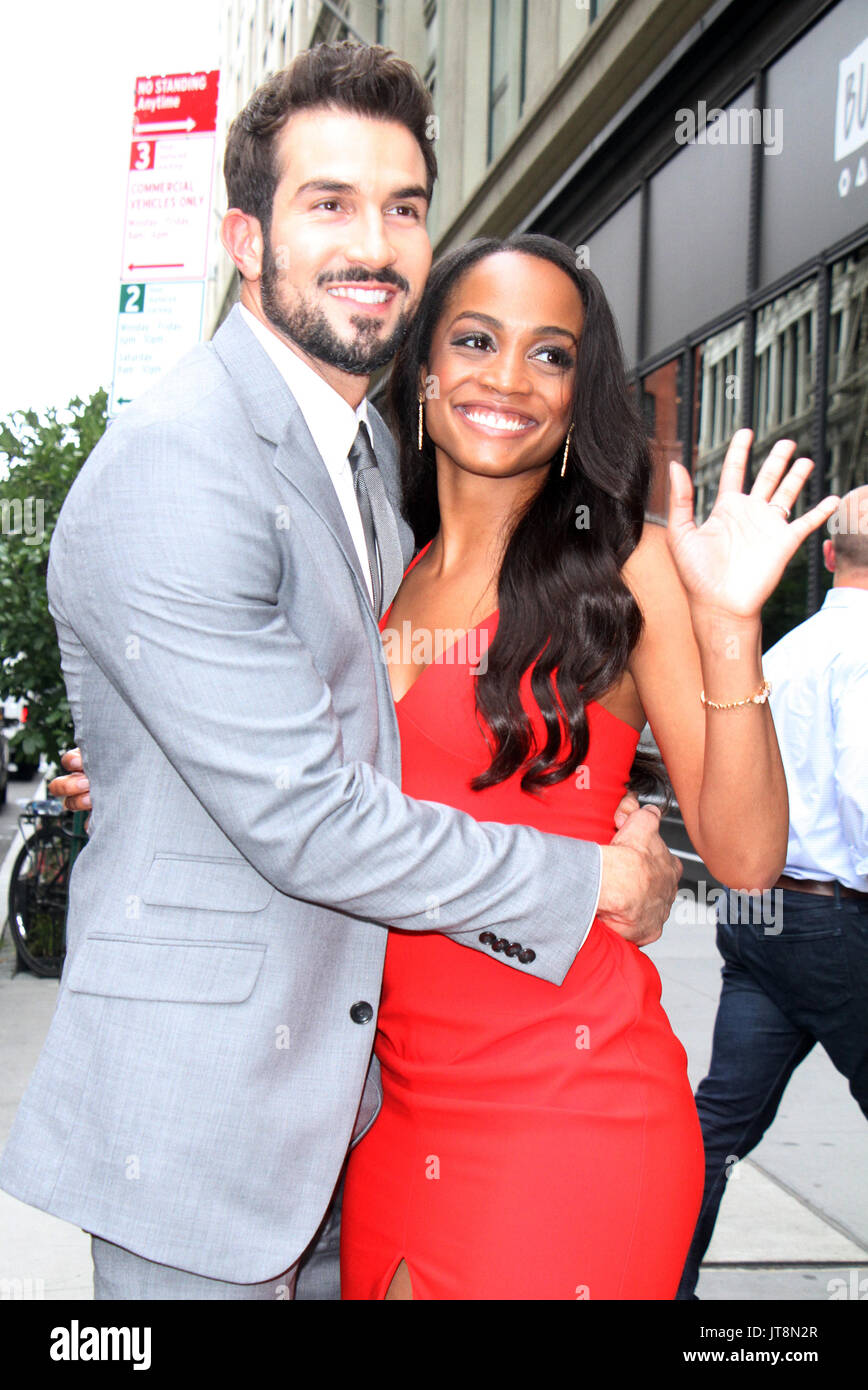 New York, NY, USA. 8th Aug, 2017. Rachel Lindsay and fiance, Bryan ...