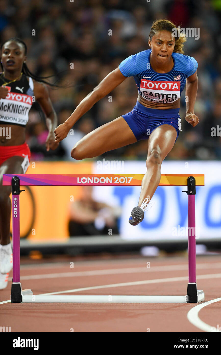 London, UK. 8 August 2017. Kori Carter (USA) in the women's 400m semi ...