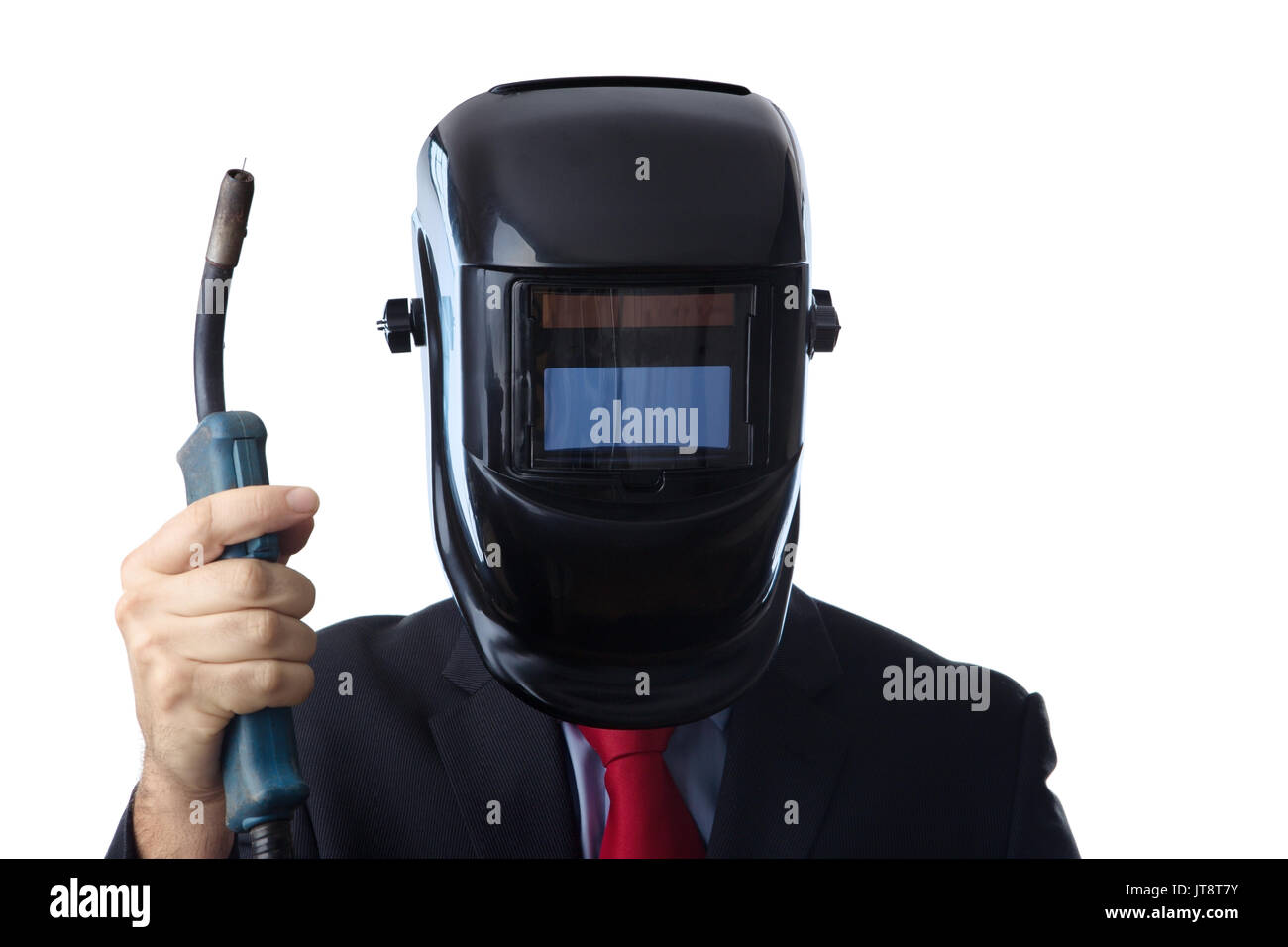 business man wearing a welding mask Stock Photo - Alamy