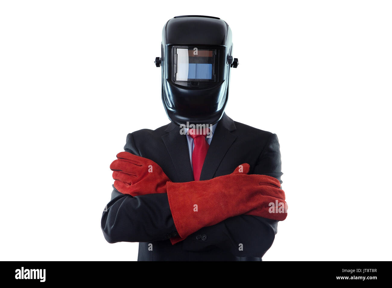 business man wearing a welding mask Stock Photo - Alamy