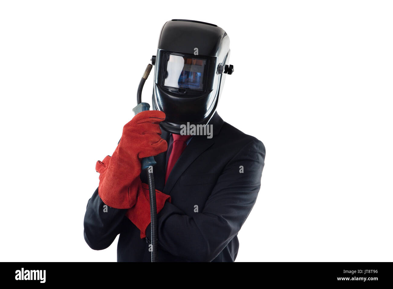 business man wearing a welding mask Stock Photo - Alamy
