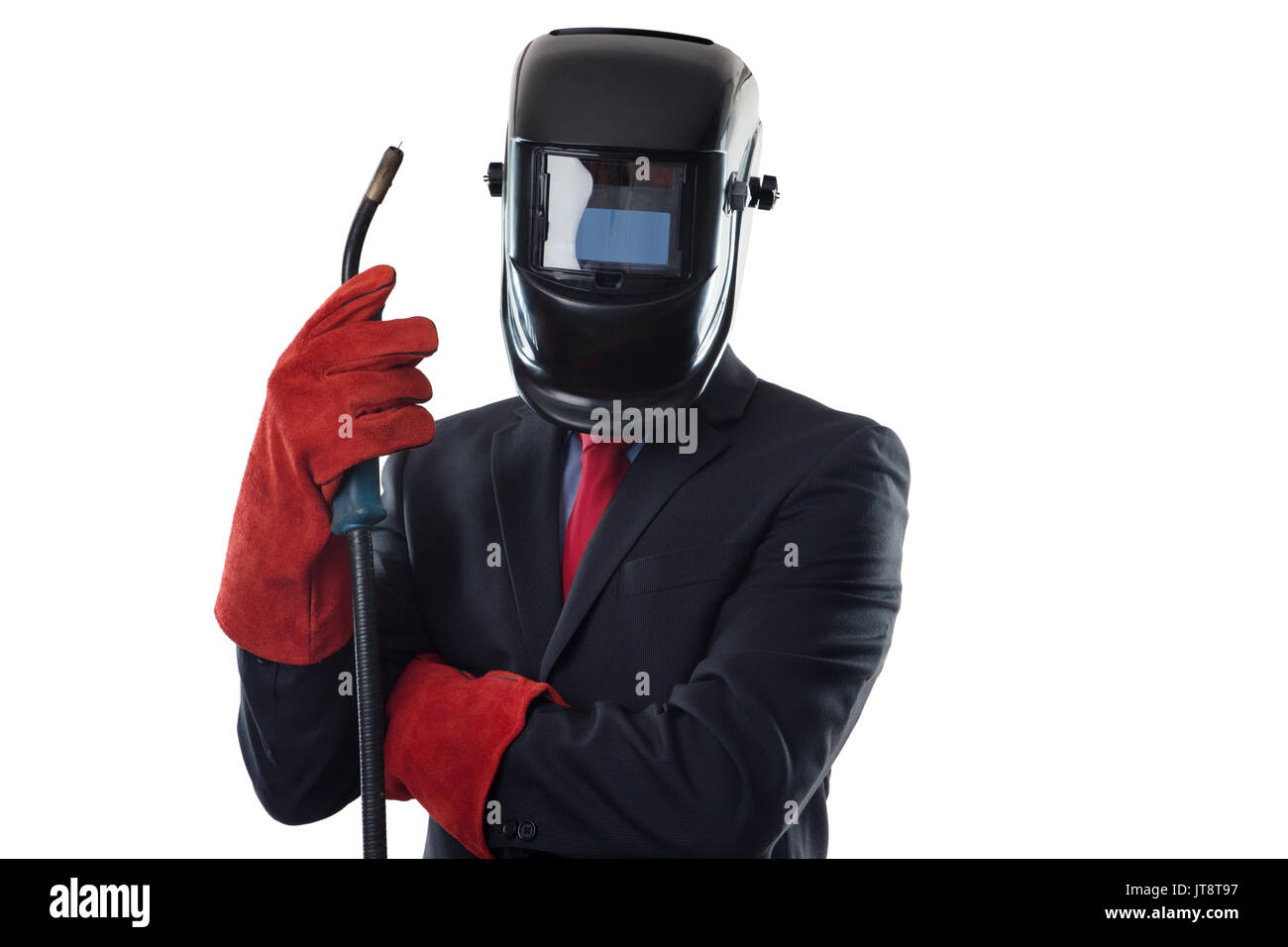 business man wearing a welding mask Stock Photo - Alamy
