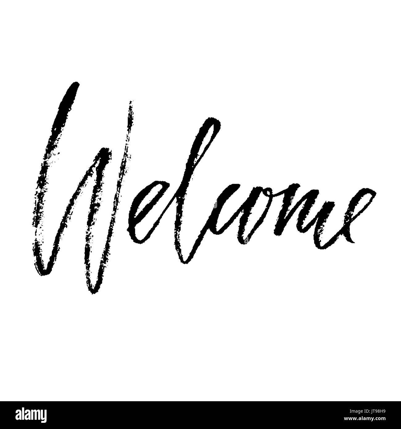 Welcome modern brush lettering. Card with calligraphy. Hand drawn ...
