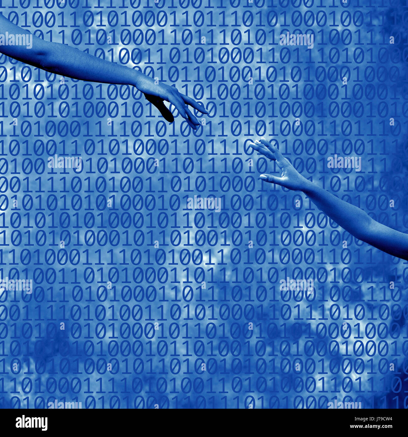 close up shot of hands and binary code Stock Photo - Alamy