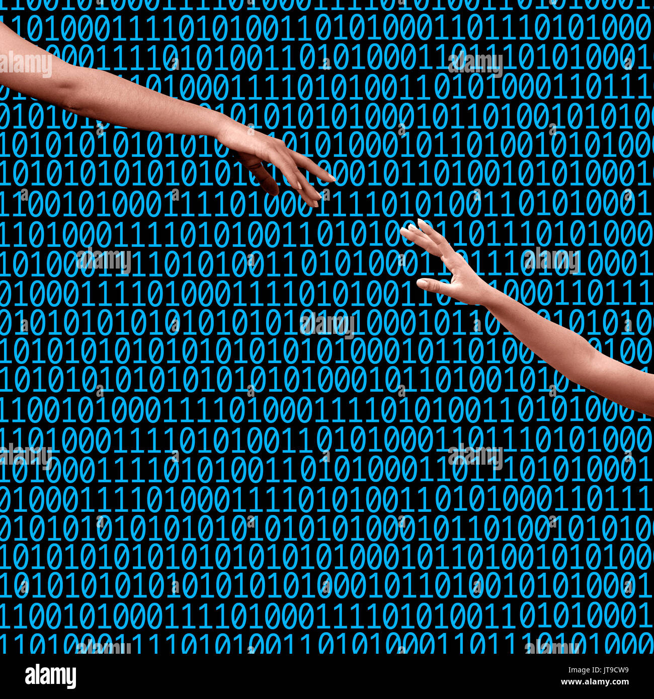 close up shot of hands and binary code Stock Photo - Alamy