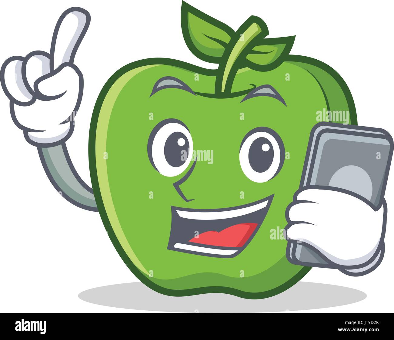 With phone green apple character cartoon Stock Vector Image & Art - Alamy