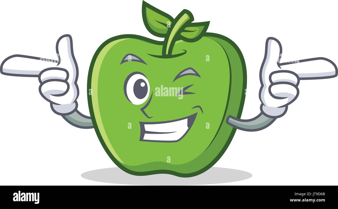 Wink green apple character cartoon Stock Vector Image & Art - Alamy