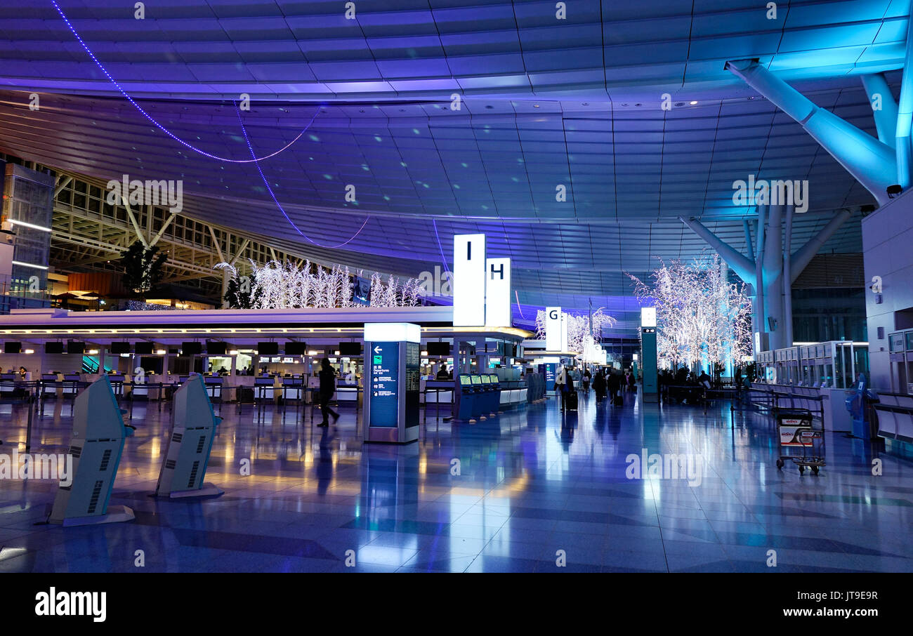 Tokyo, Japan - Jan 4, 2016. Check-in Counters at Departure Terminal of ...