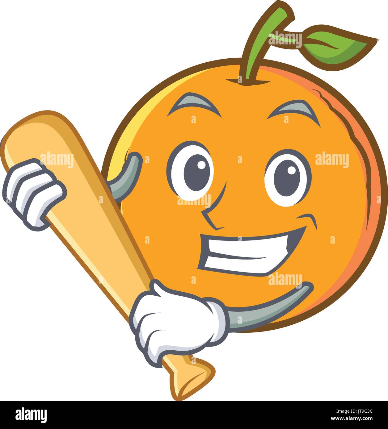 Playing baseball orange fruit cartoon character Stock Vector Image ...
