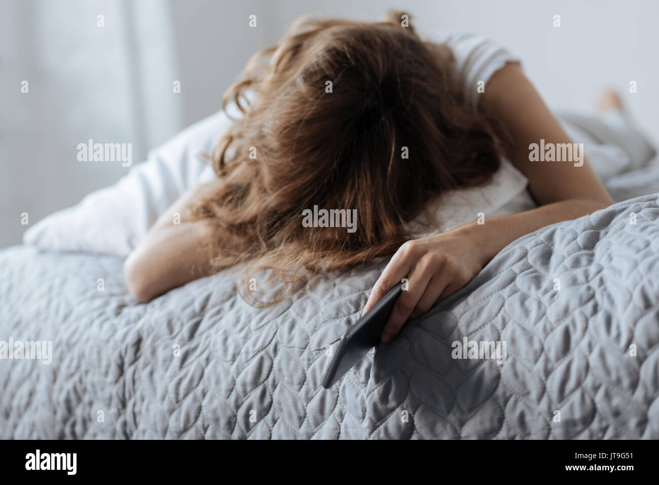 Nice tired woman sleeping Stock Photo - Alamy