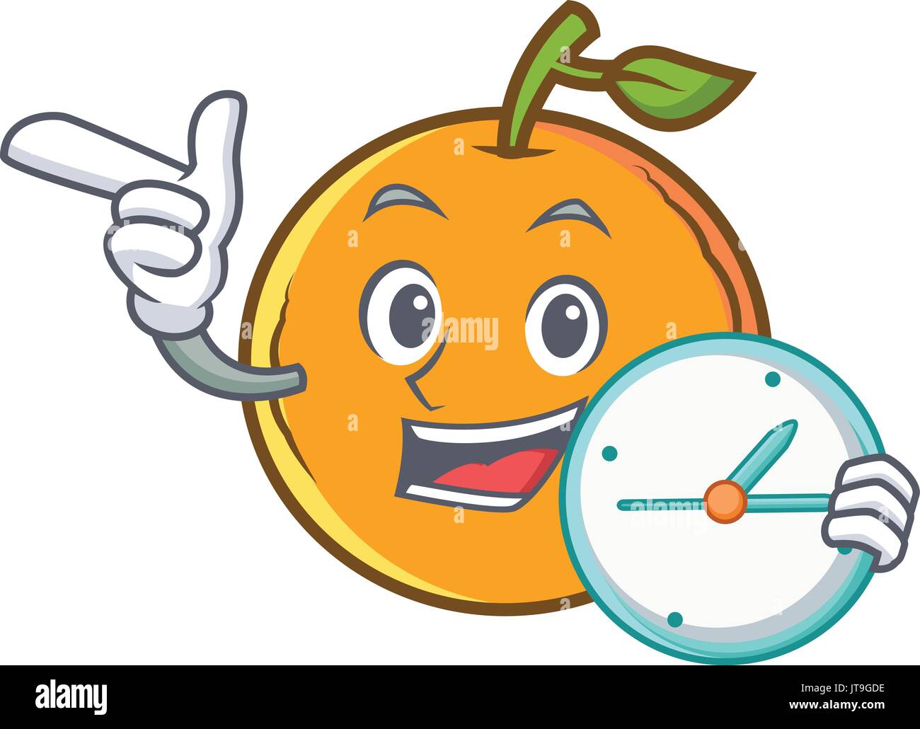 orange fruit cartoon character with clock Stock Vector Image & Art - Alamy