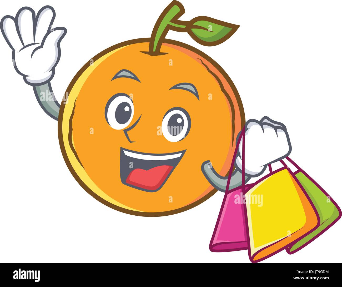 Shopping orange fruit cartoon character Stock Vector Image & Art - Alamy
