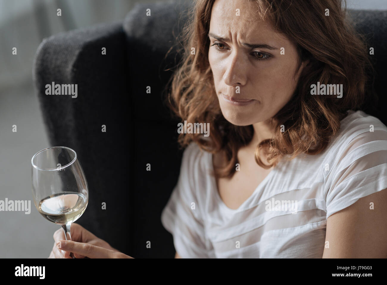 Sad moody woman suffering from depression Stock Photo - Alamy