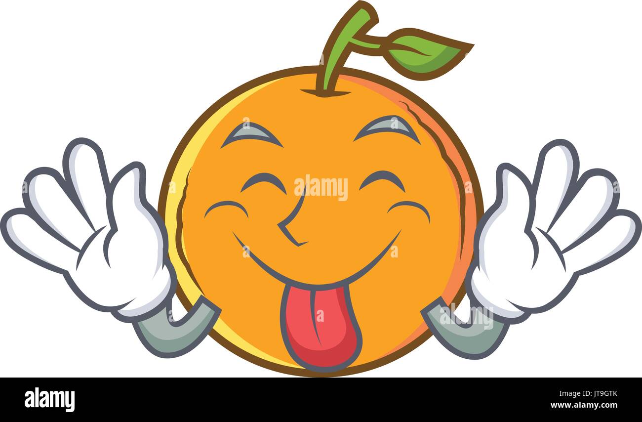 Tongue out orange fruit cartoon character Stock Vector Image & Art - Alamy
