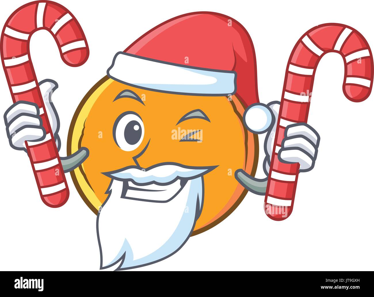 Santa orange fruit cartoon character with candy Stock Vector Image ...