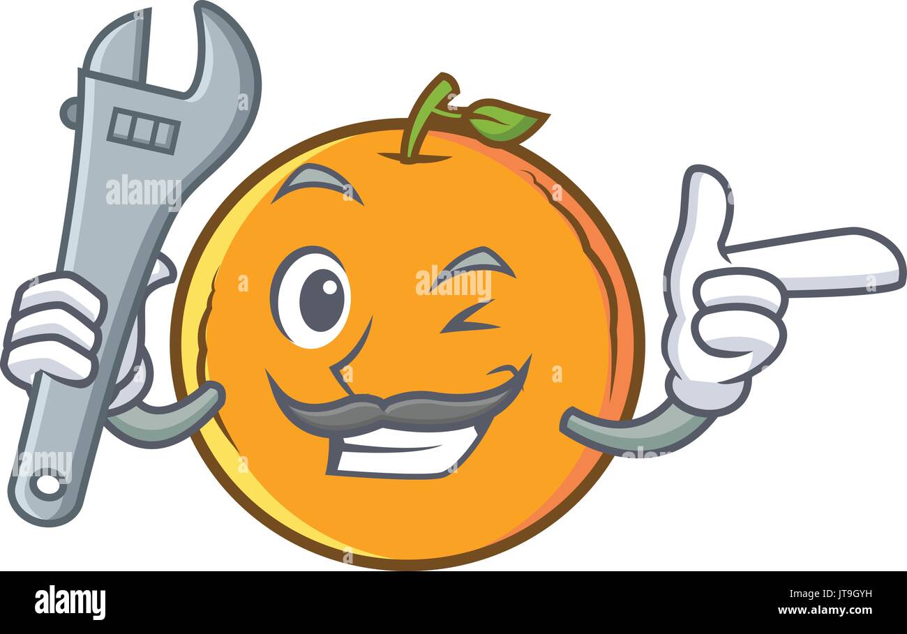 Mechanic orange fruit cartoon character Stock Vector Image & Art - Alamy