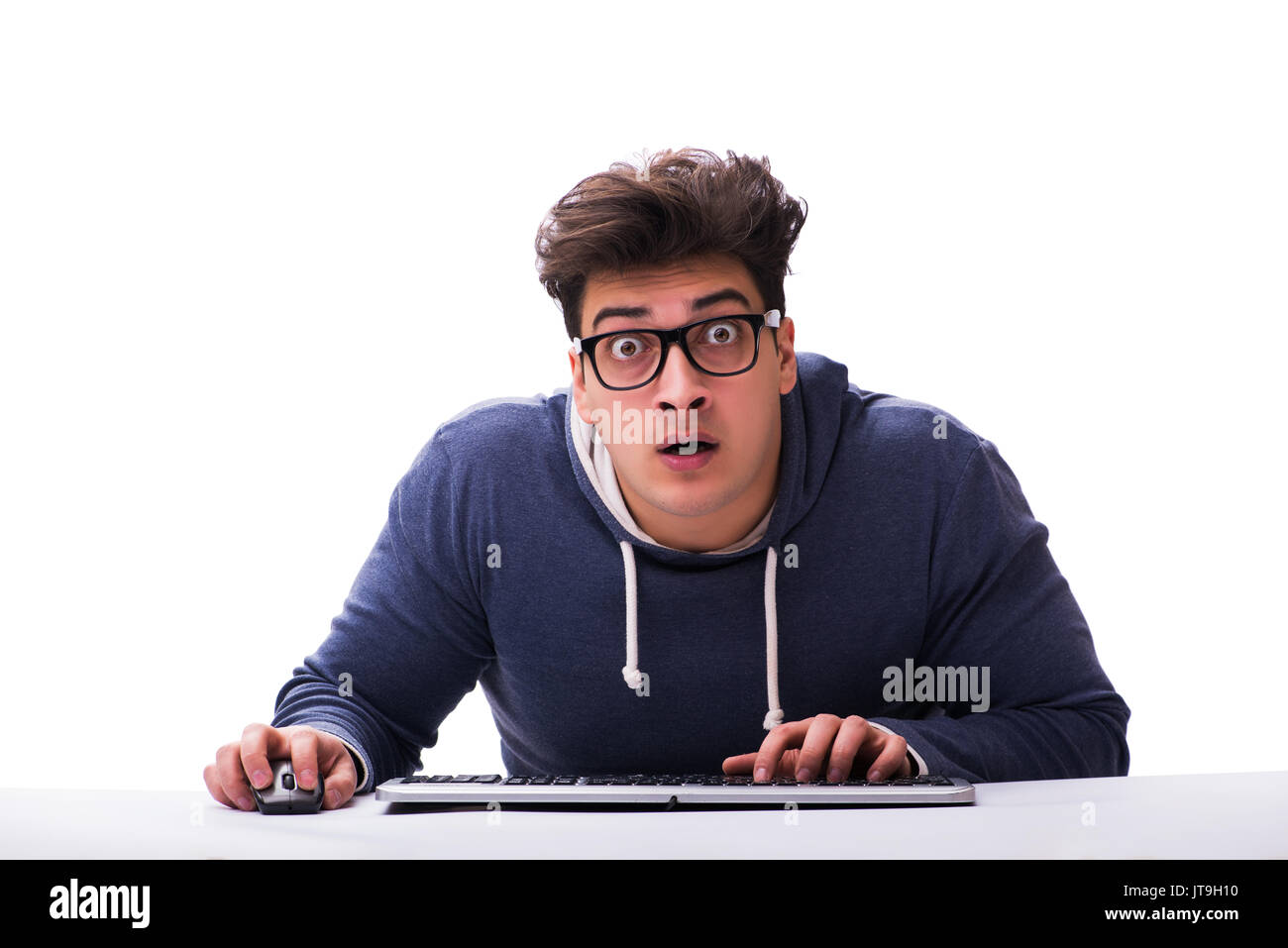 Hacker isolated on the white background Stock Photo - Alamy