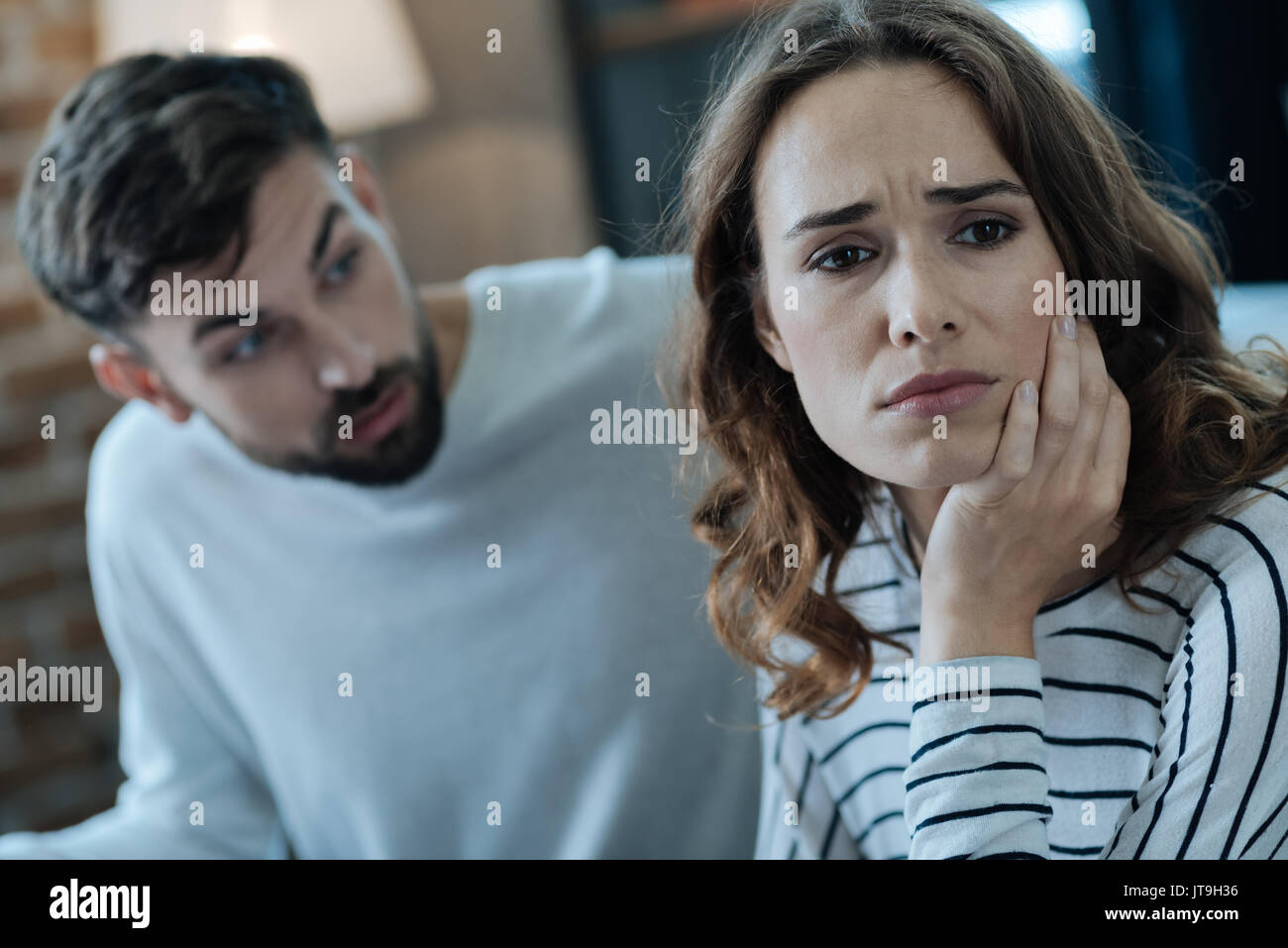Sad thoughtful woman thinking about her relationships Stock Photo - Alamy