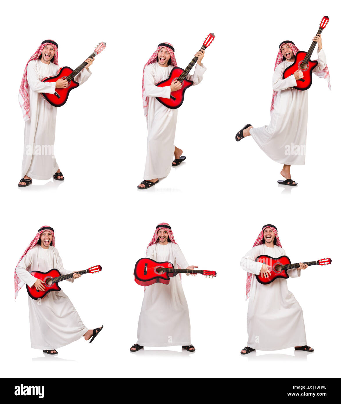 Arab man playing guitar isolated on white Stock Photo - Alamy