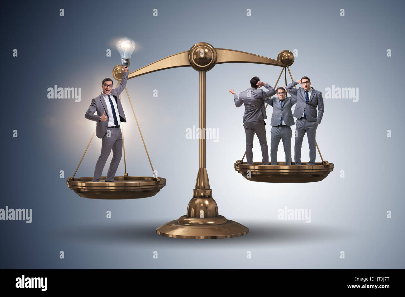 Man with idea is more important than people without ideas Stock Photo ...