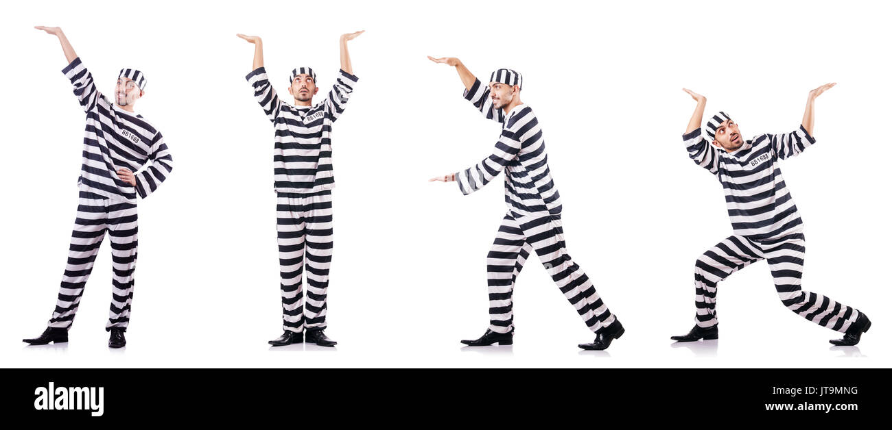Convict criminal in striped uniform Stock Photo - Alamy
