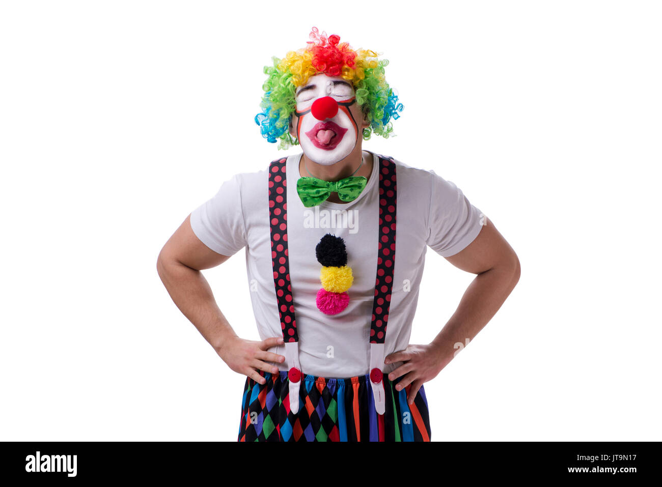Funny clown acting silly isolated on white background Stock Photo - Alamy