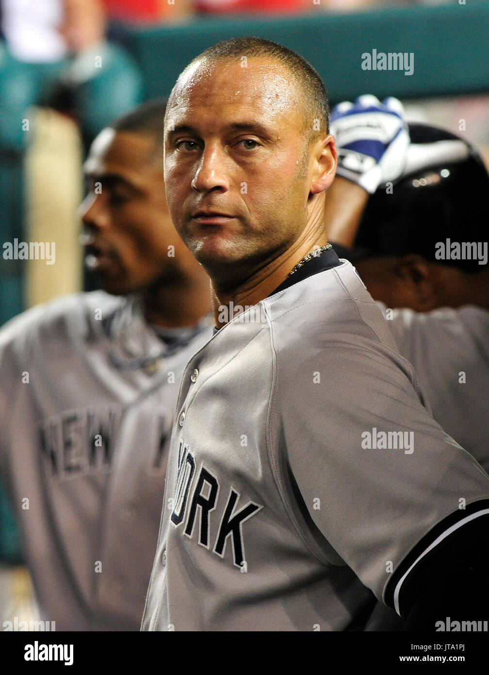New York Yankees shortstop Derek Jeter (2) in the dugout in the eighth ...
