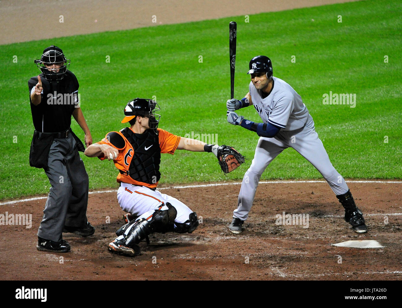 Home plate umpire Cory Blaser calls a third strike on New York Yankees ...
