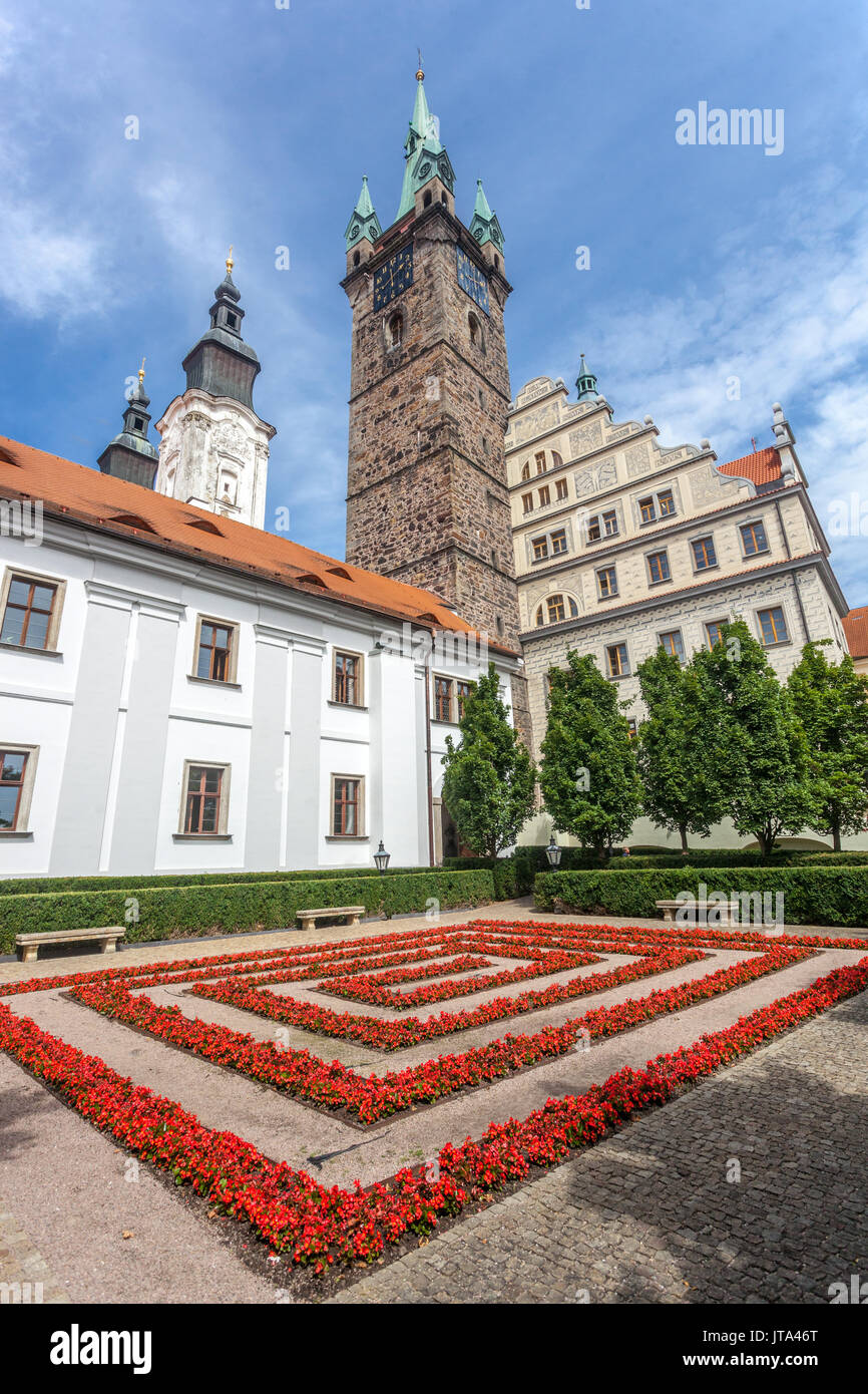 Klatovy, Czech Republic, The Black Tower and the Jesuit Church Stock ...