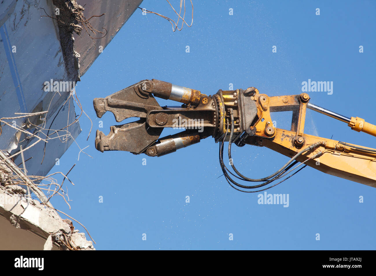 Building Demolition, House and Demolition Excavator Stock Photo - Alamy
