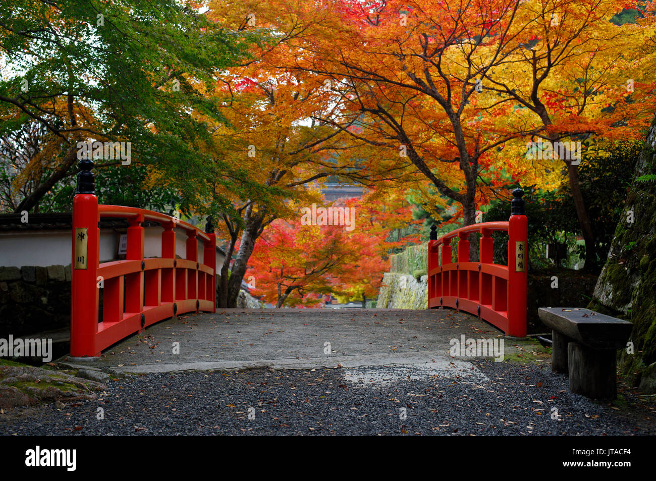 Bridge with autumn colours, Ohara valley, Kyoto, Japan, Asia Stock ...