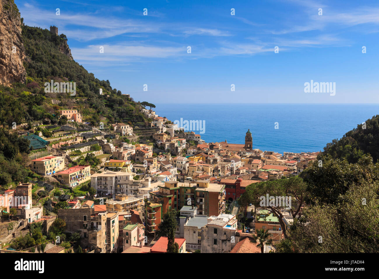 Amalfi and Torre dello Ziro, elevated view from Pontonein spring ...