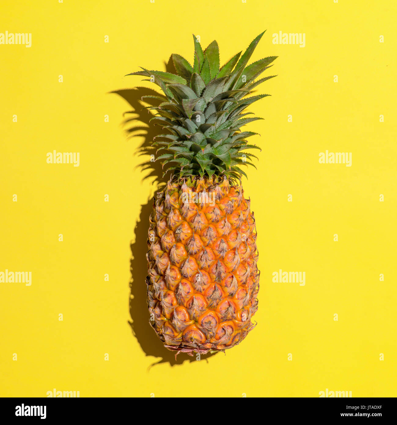 Summer fruit. Pineapple on bright yellow background Stock Photo - Alamy