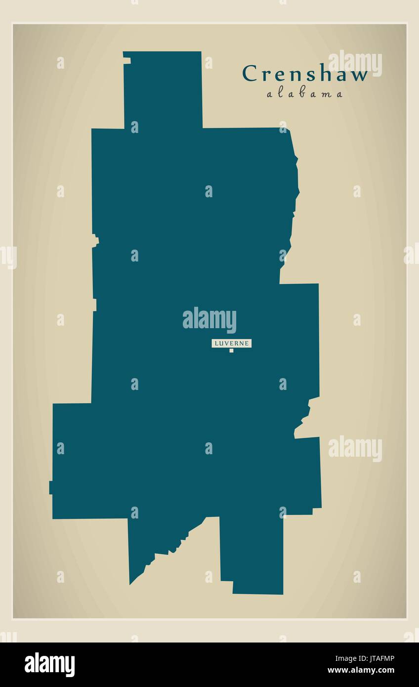 Modern Map - Crenshaw Alabama county USA illustration Stock Vector ...