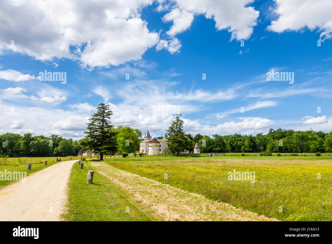 Entrance drive, grounds and parkland, Chateau de la Brede, a feudal ...