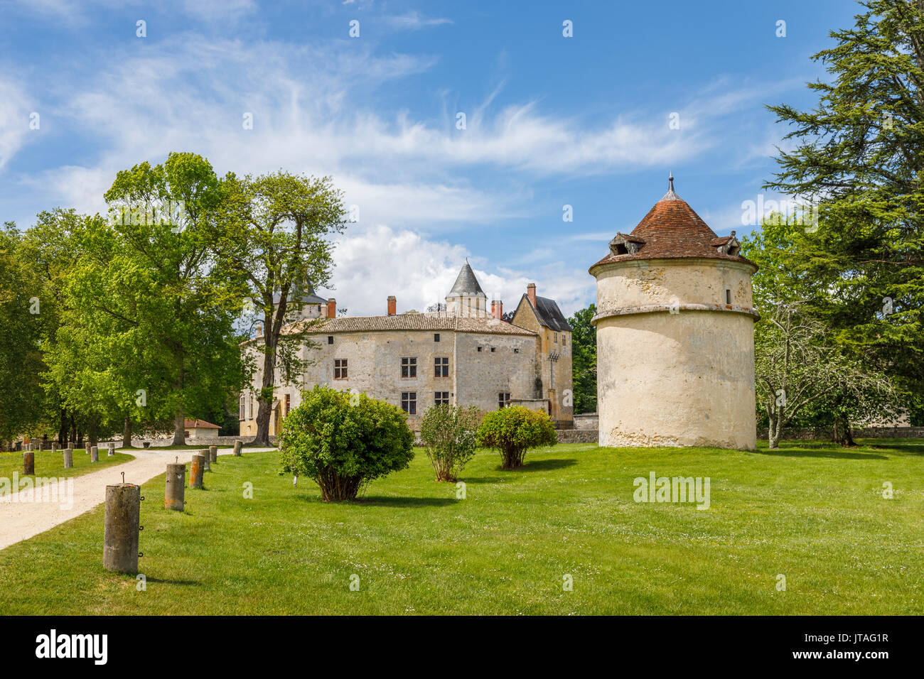 Entrance drive, grounds and parkland, Chateau de la Brede, a feudal ...