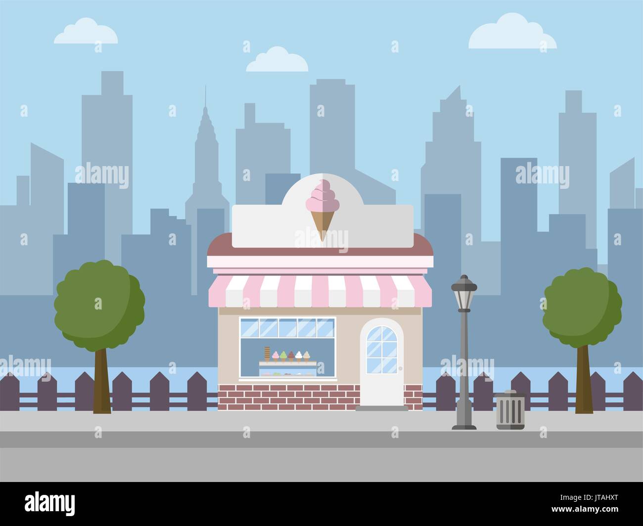 Ice cream shop with city background Stock Vector Image & Art - Alamy