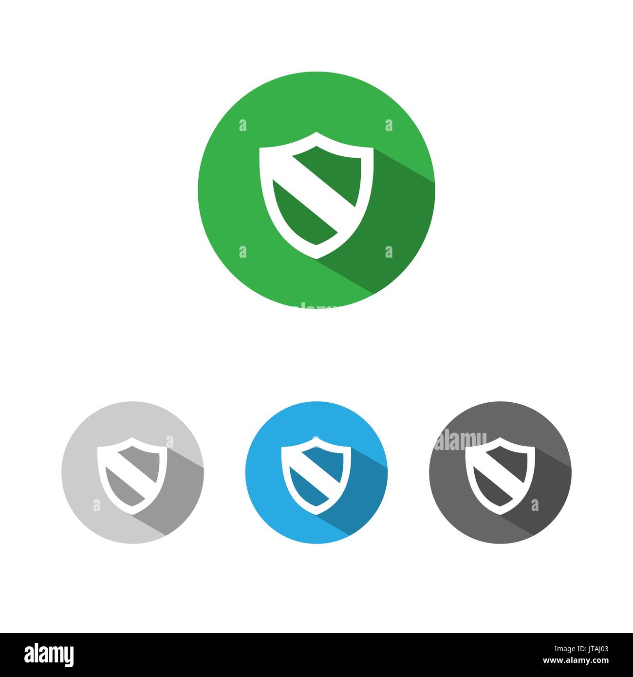 Protection shield icon with shade on colored buttons Stock Vector Image ...