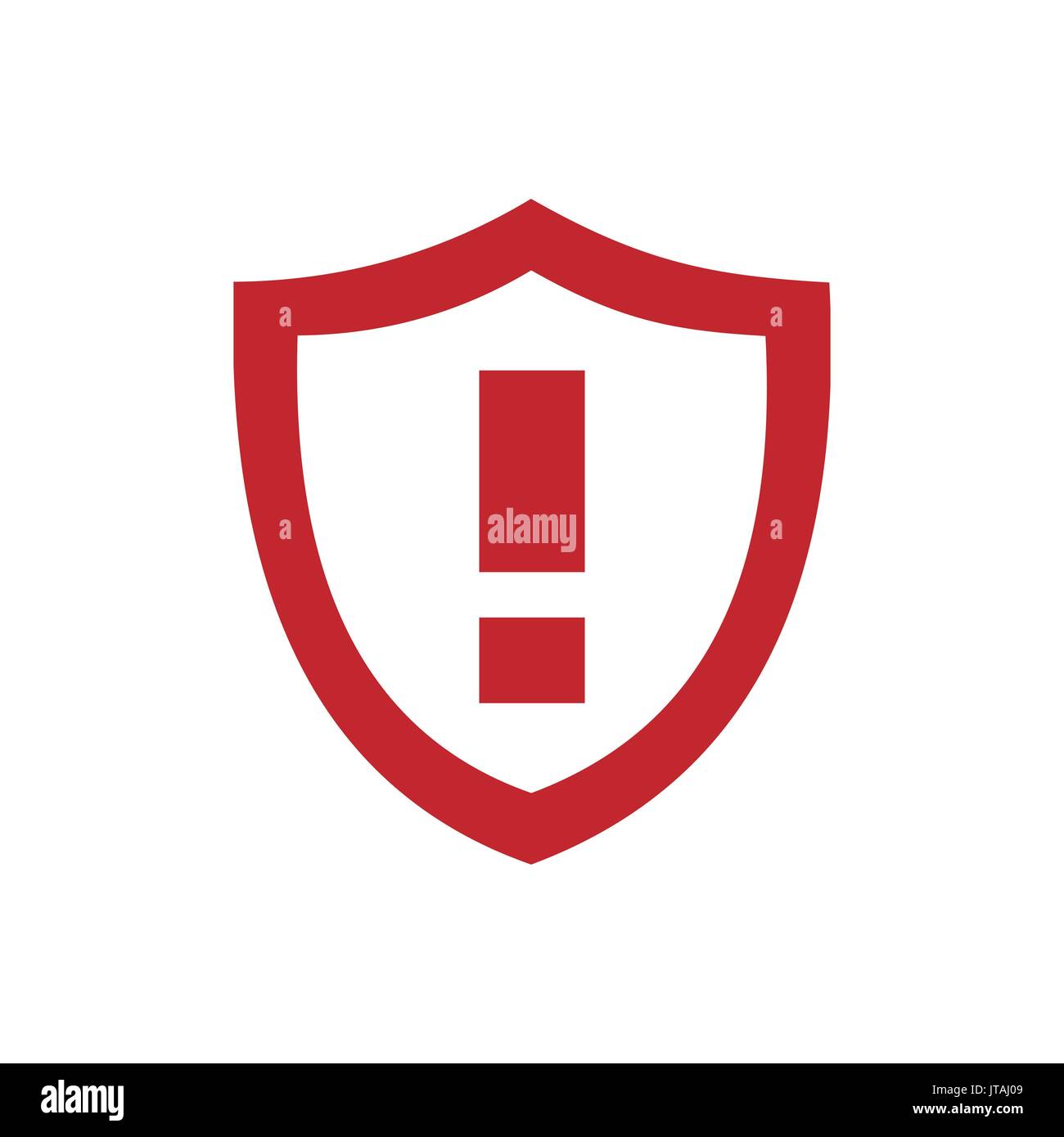 Red warning shield icon on a white background Stock Vector Image & Art ...