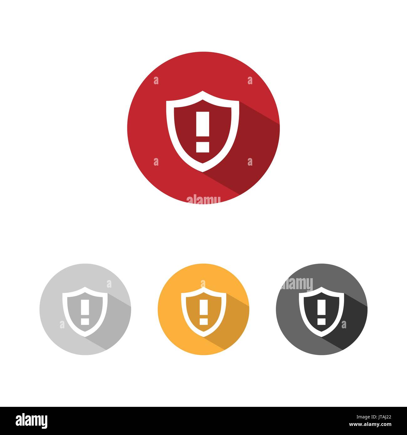 Warning shield icon with shade on colored buttons Stock Vector Image ...