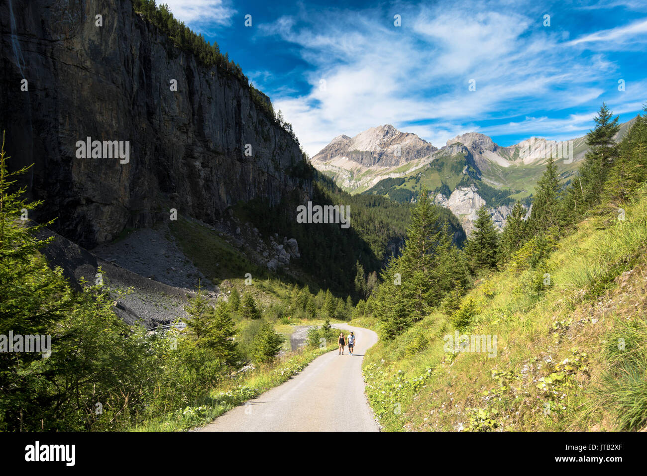 Tracking in the Swiss alps Stock Photo - Alamy