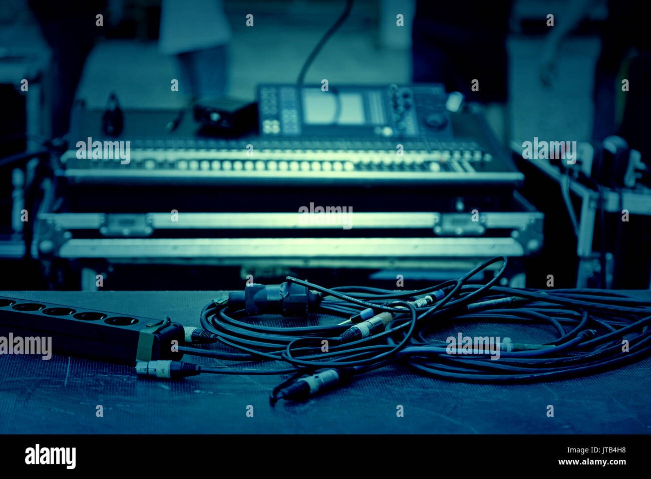 Cables mixer, detail of musical control instrument at a concert Stock ...